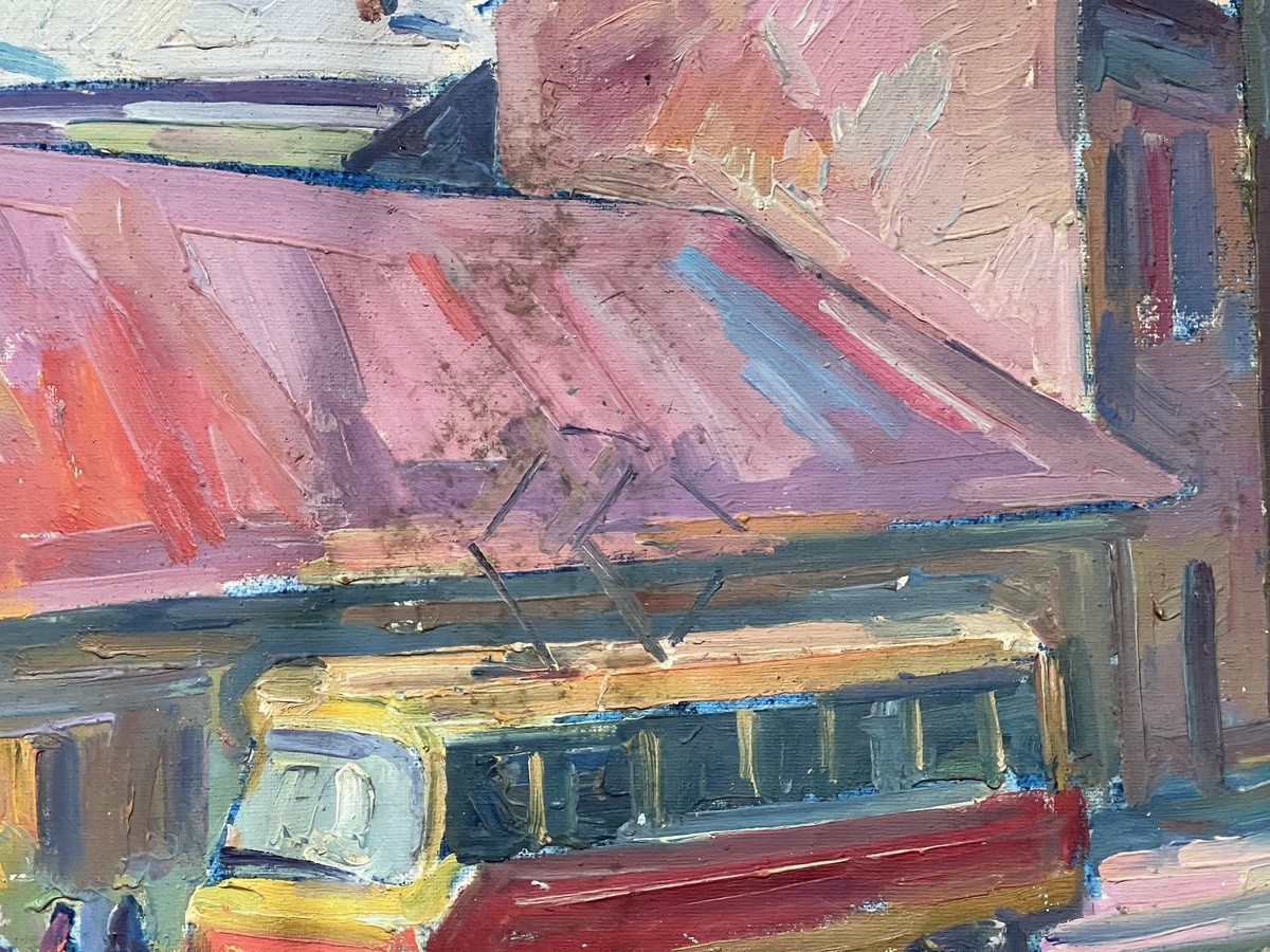 Bus Stand Scene Painting