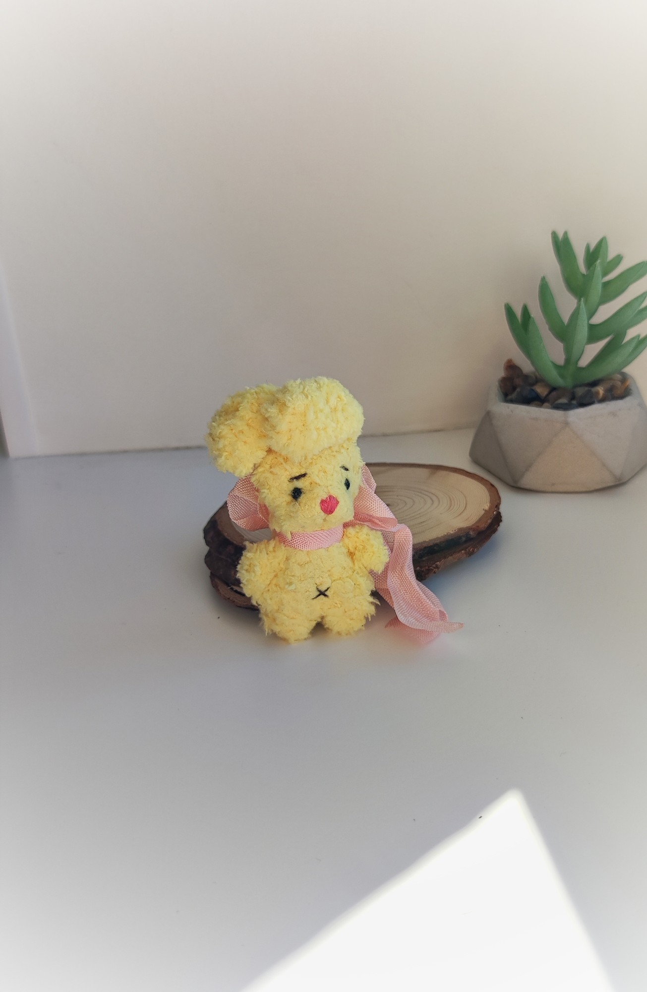 Handmade fluffy miniature bunny toy. plush soft tiny rabbit 2 inches ...