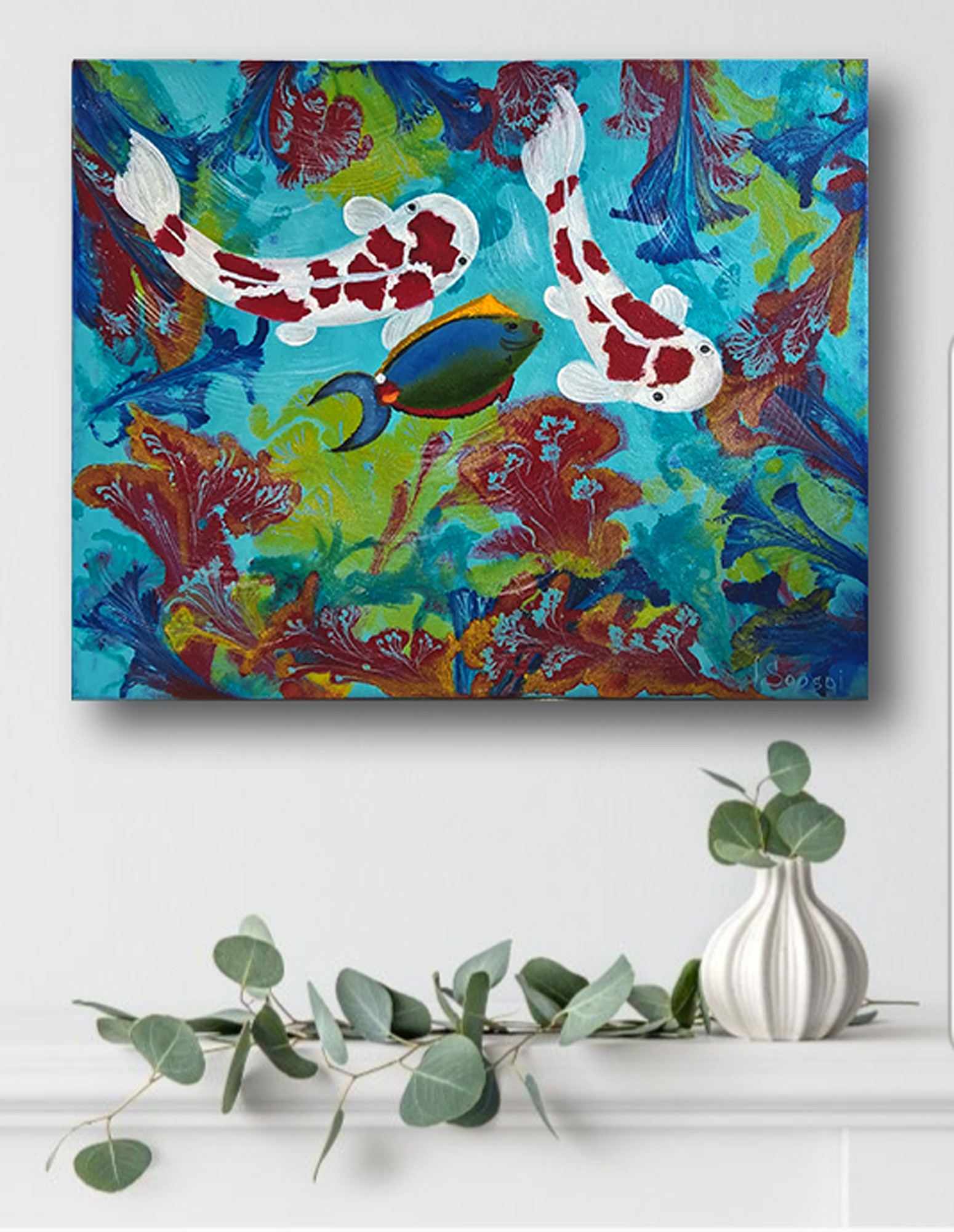 Koi fish painting. fish artwork. original painting - 17057 from ...